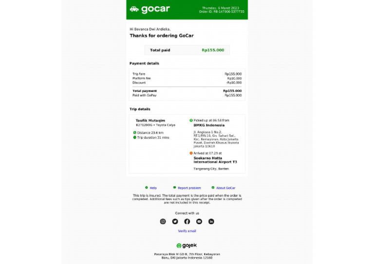 Departure Gocar Receipt | PDF