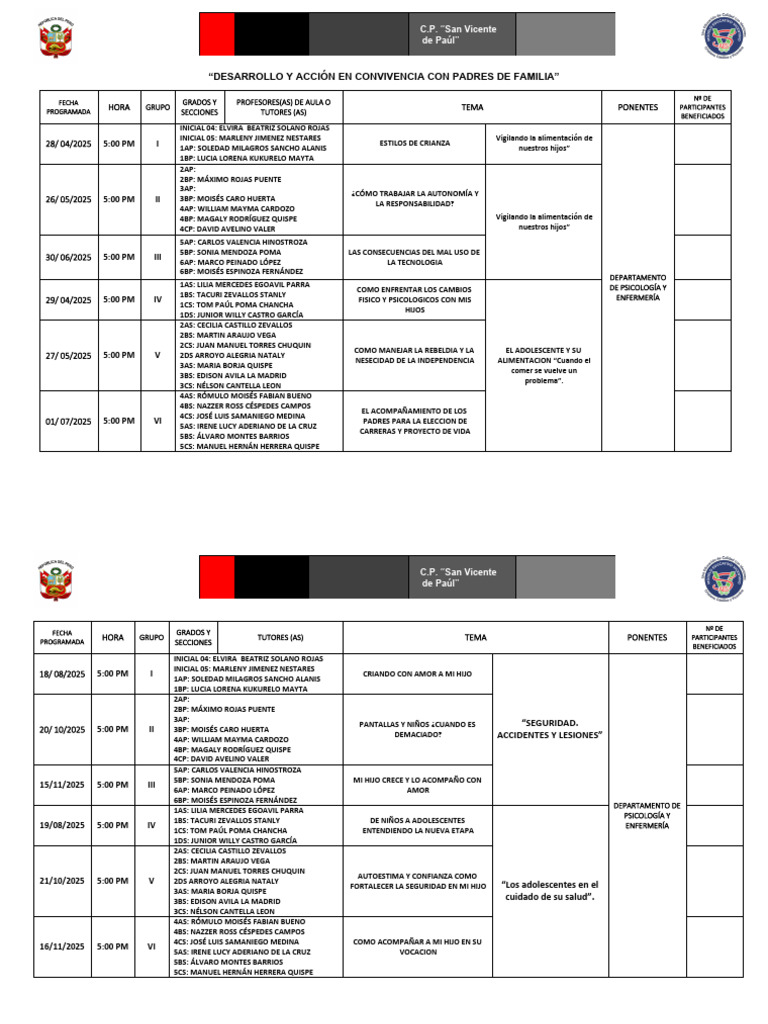 Plan de Escuela de Familia | PDF | Perú
