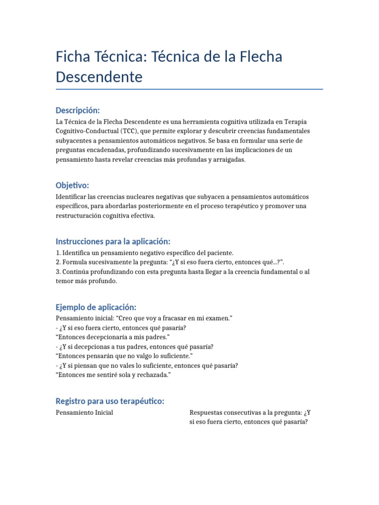 Técnica de la Flecha Descendente en TCC | PDF