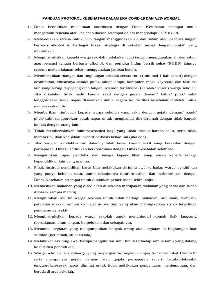 Panduan Protokol Kesehatan Dalam Era Covid | PDF