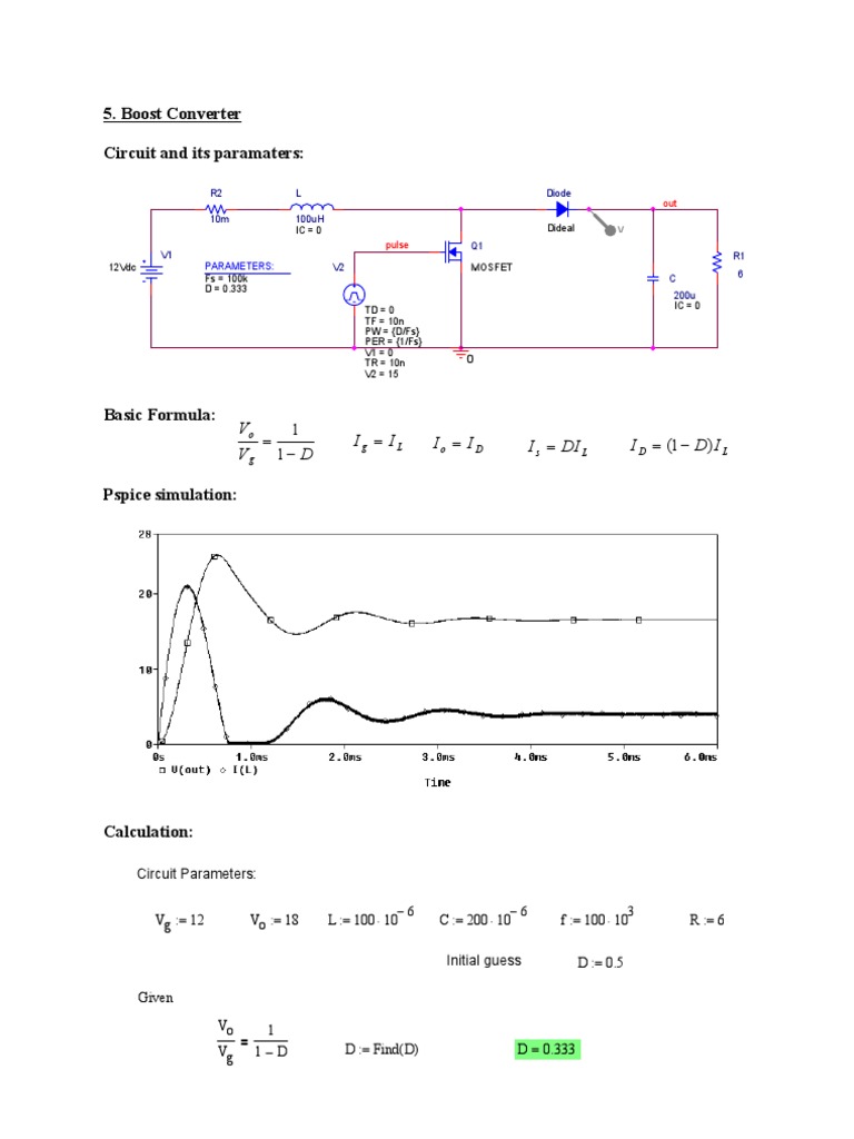 Boost Converter (Calculation Curcuit Parameters) | PDF