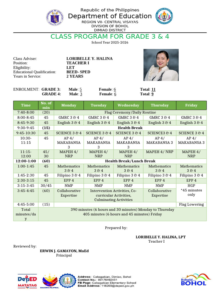 3&4 Class Prog 2025 2026 | PDF