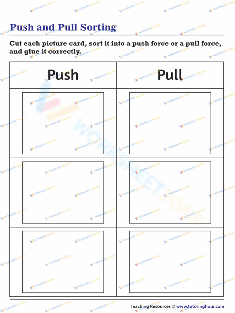 Push and Pull Sorting Worksheet | PDF