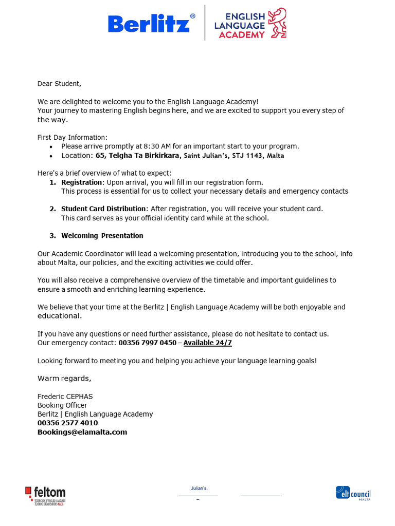 2025 Welcoming Letter | PDF