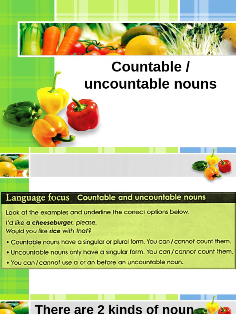 Countable vs Uncountable Nouns Guide | PDF | Noun | Plural