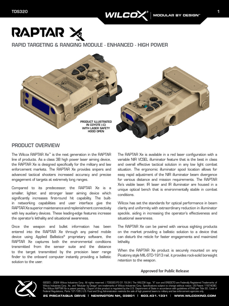 Wilcox RAPTAR Xe: Advanced Laser Module | PDF | Laser | Infrared