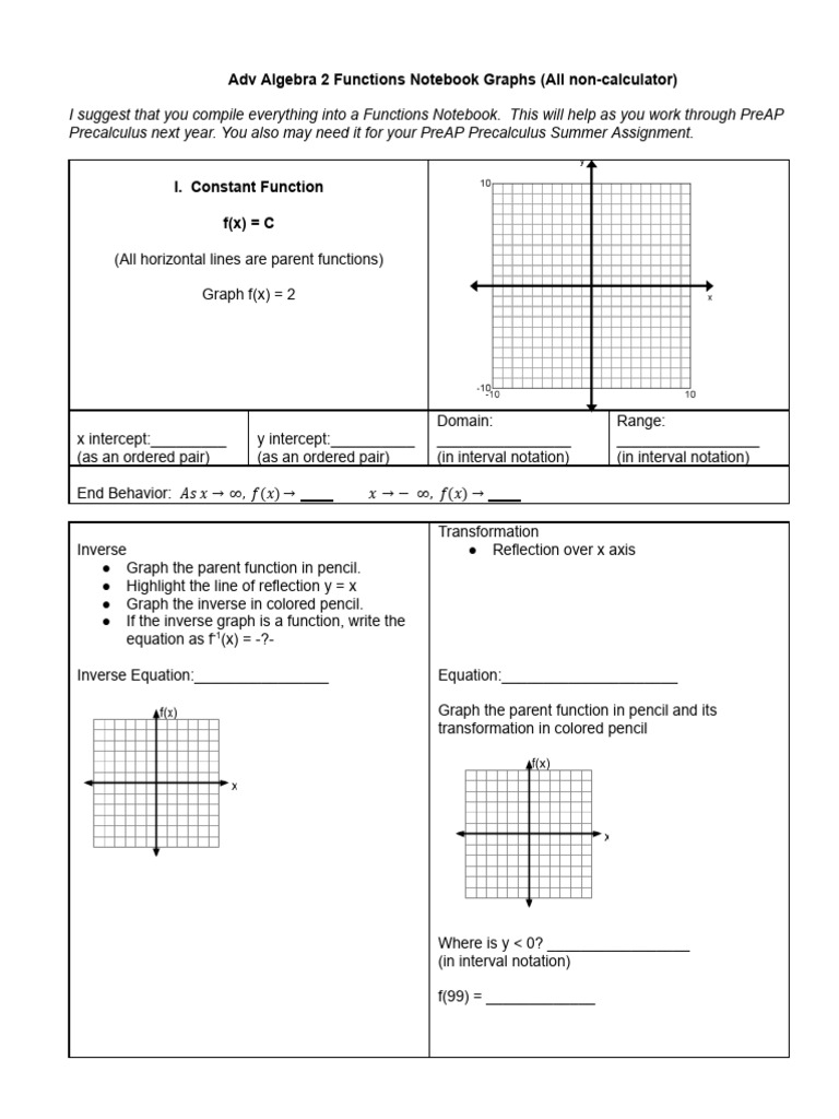 Function Notebook Graphs I-X | PDF | Function (Mathematics) | Mathematical Concepts