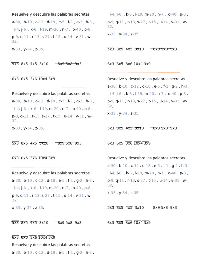 Resuelve y Descubre Las Palabras Secretas | PDF