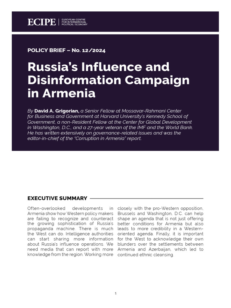 Russia's Influence and Disinformation Campaign in Armenia | PDF ...