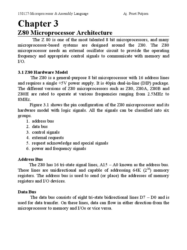 Z80 Microprocessor Architecture | PDF | Instruction Set | Central Processing Unit