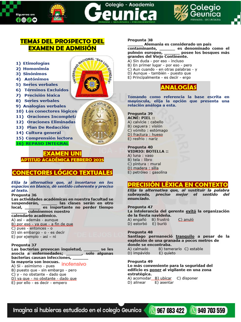 Repaso 01 TT Uni Febrero 2025 Me Rehuso | PDF | Pi | Avispa