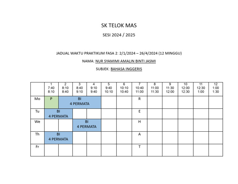 Timetable 2025 | PDF