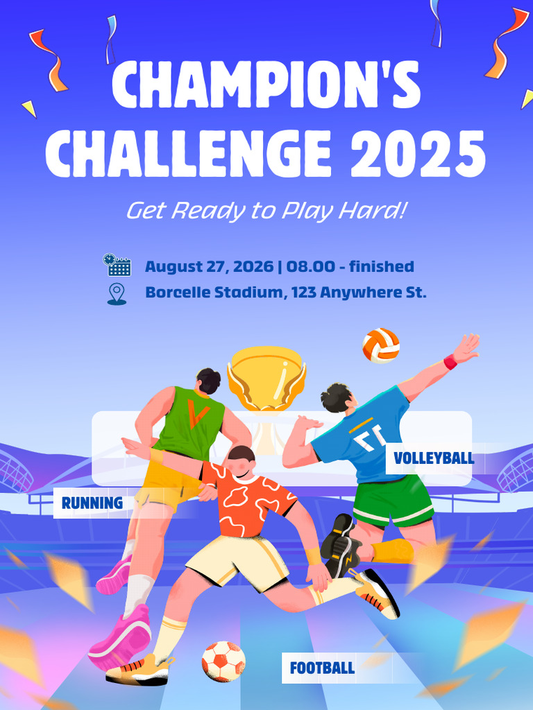 Purple Blue Modern Fun Sport Event Poster | PDF
