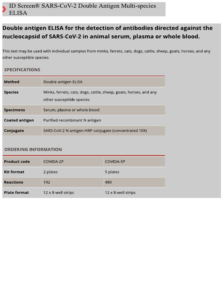 Id Screen® Sars-Cov-2 Double Antigen Multi-Species Elisa | PDF