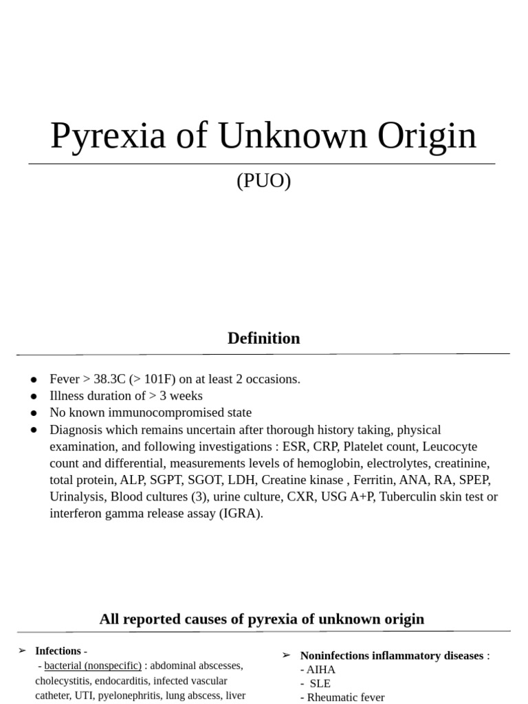 Pyrexia of Unknown Origin (1) | PDF | Fever | Microbiology