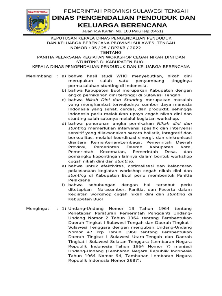 SK Workshop Cegah Nikah Dini & Stunting | PDF