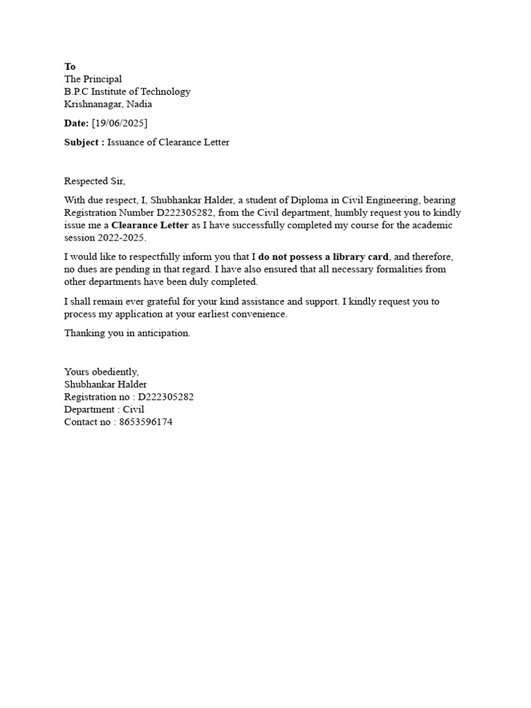 Clearence Form | PDF