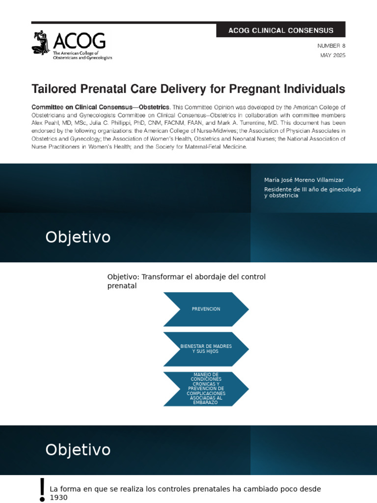 ACOG Control Prenatal | PDF | El embarazo | Cuidado de la salud