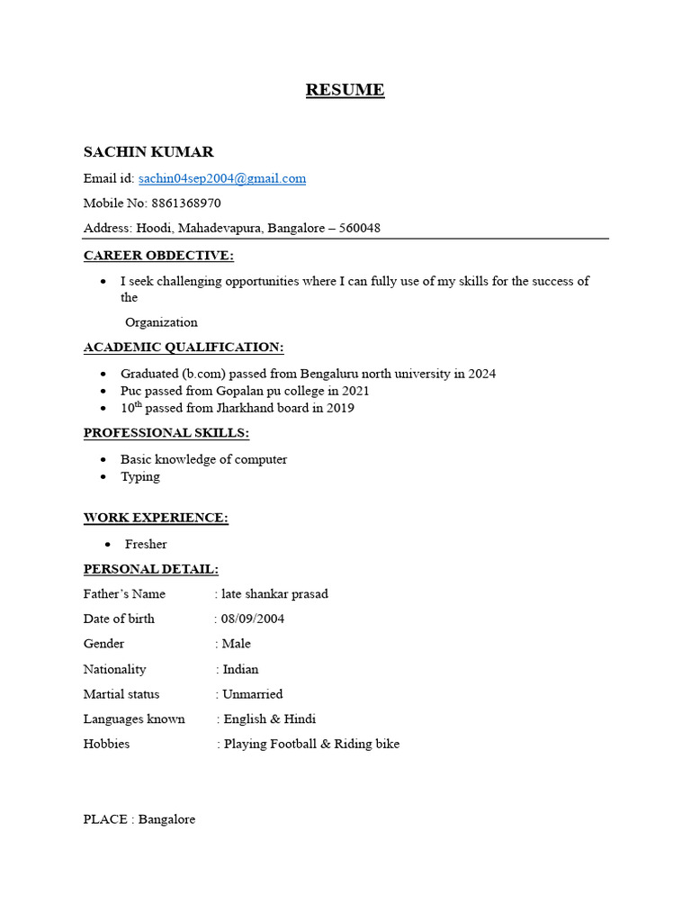 Sachin Resume | PDF
