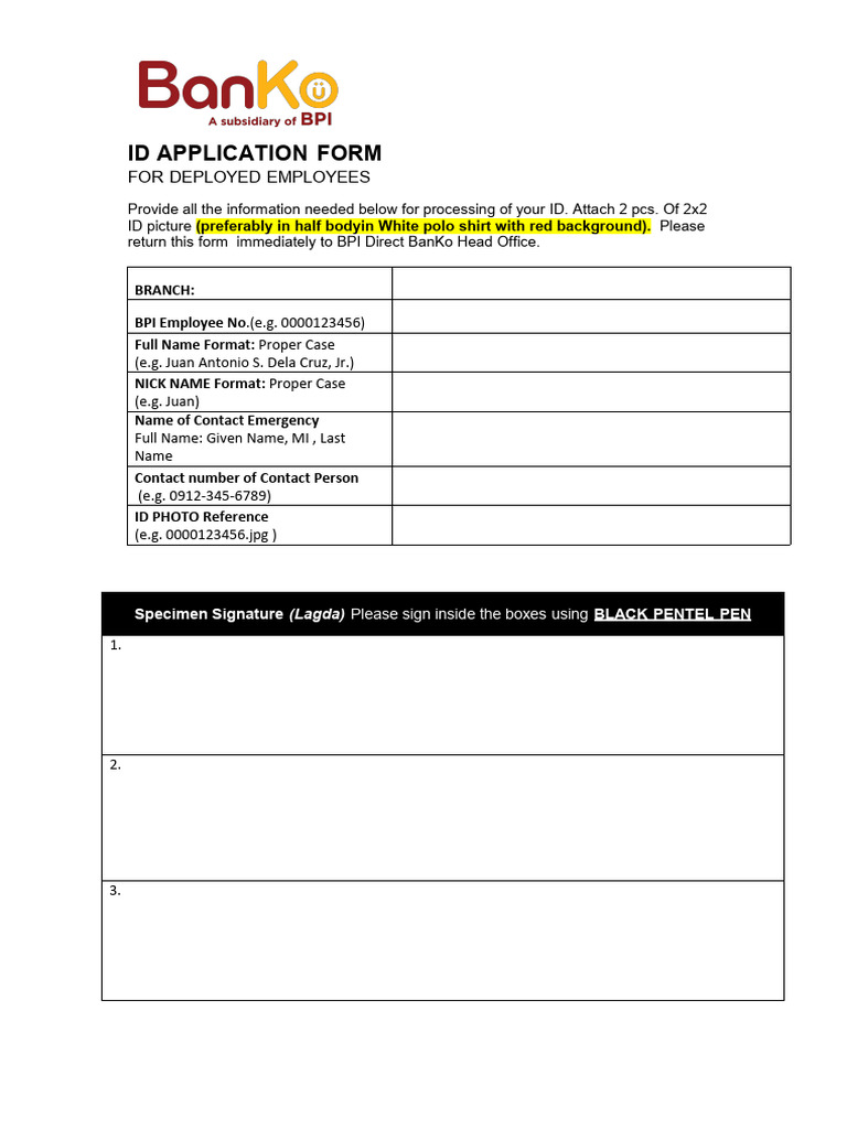 Id Application Form | PDF