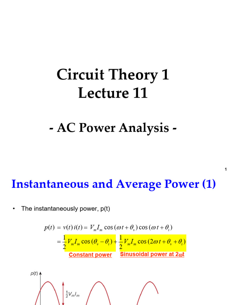 Circuit Theory 1 - Lecture 11 | PDF | Ac Power | Electrical Engineering
