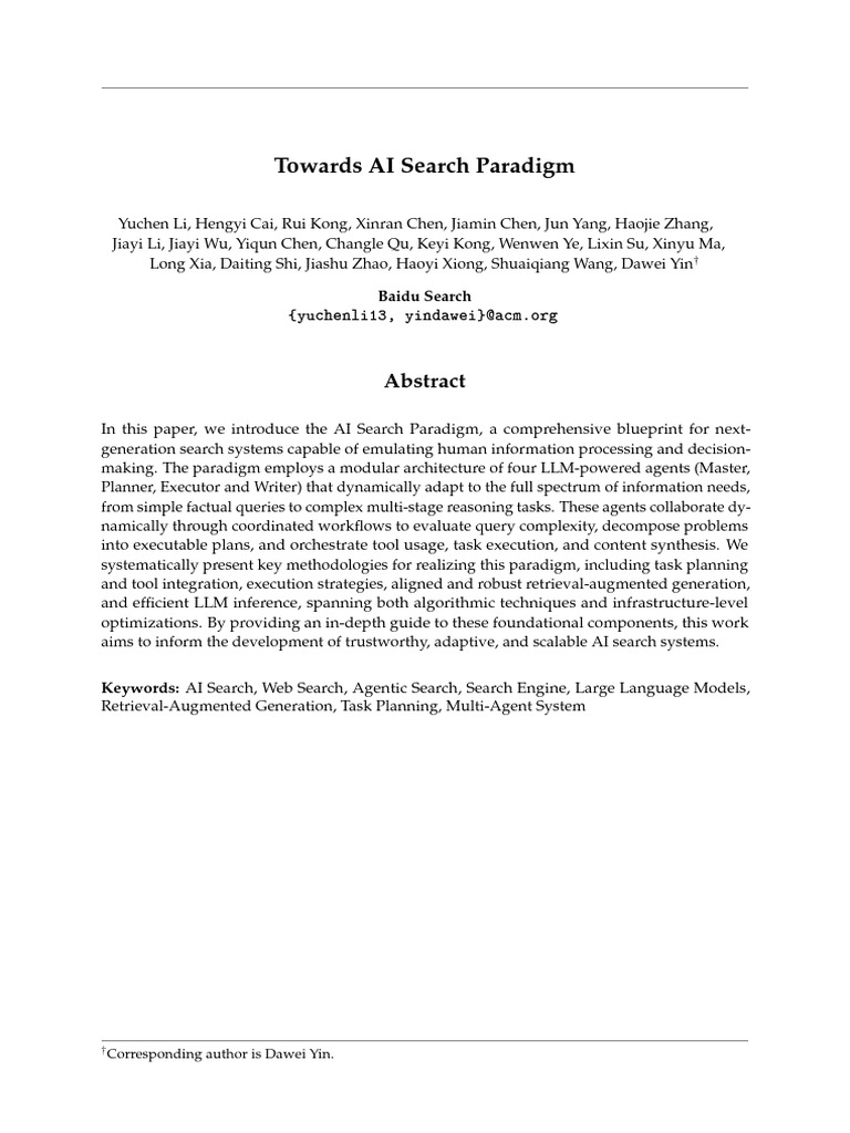 Towards AI Search Paradigm | PDF | Artificial Intelligence ...
