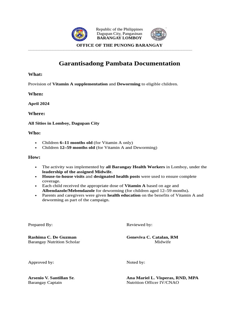 GP Vitamin A and Deworming | PDF