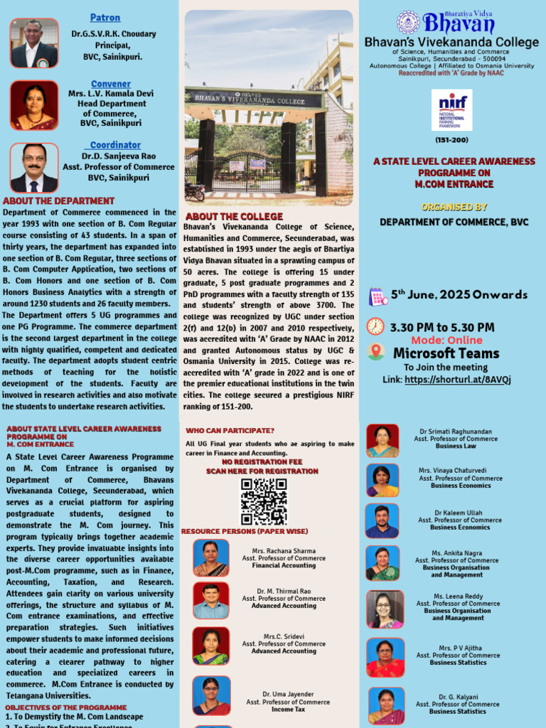 M.Com Entrance Career Awareness Program | PDF