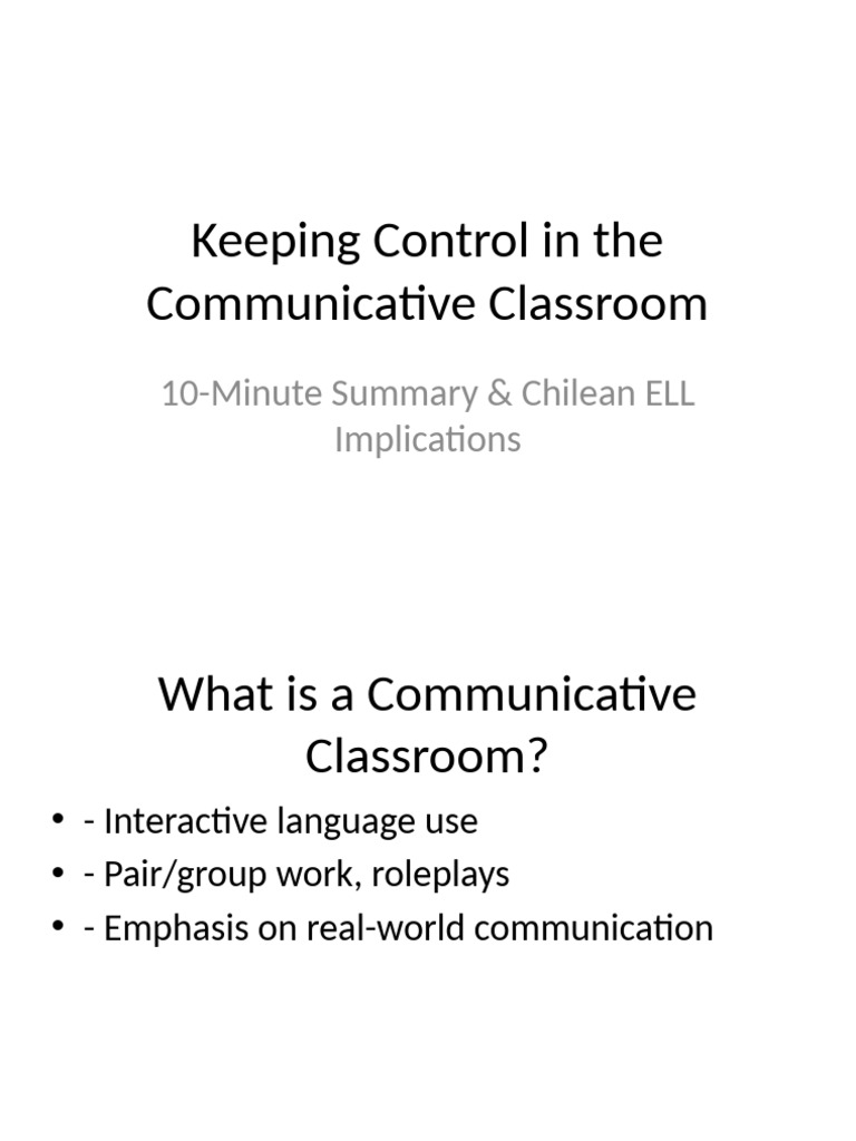 Communicative Classroom Chile 10min | PDF