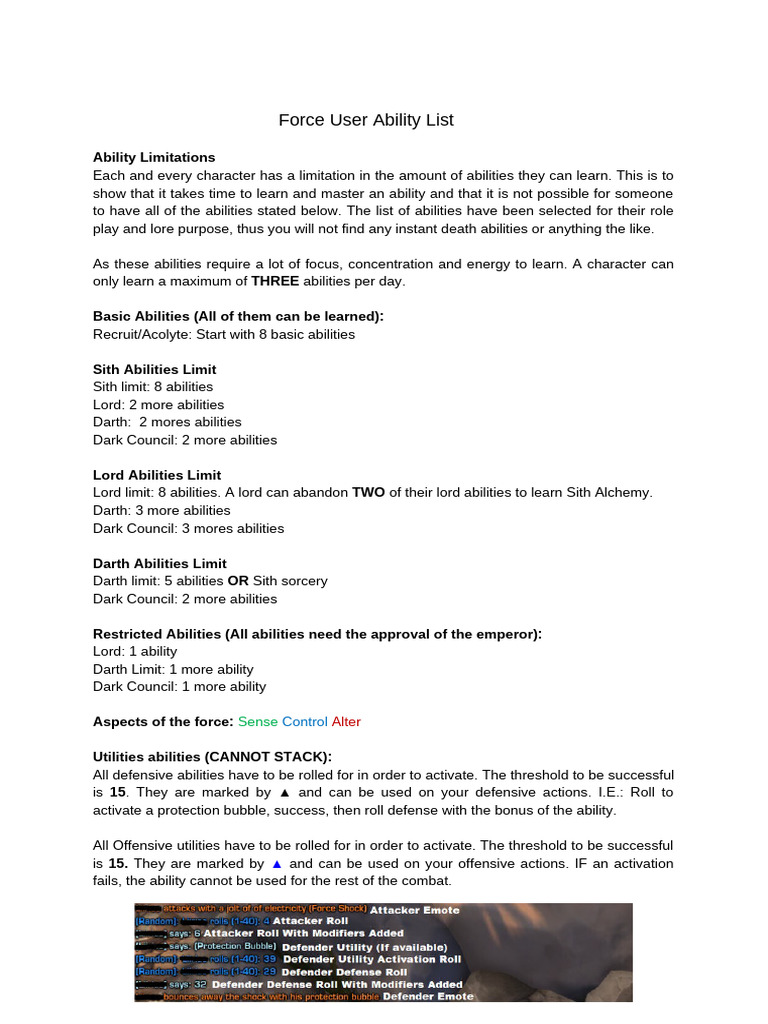 Force User Ability List v.6.0 | PDF | Sith | Empathy