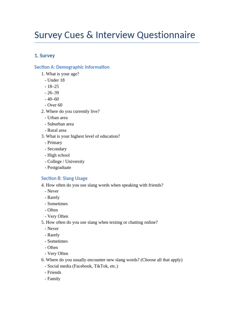 GRP 8 - Survey & Interview | PDF | Slang | Human Communication