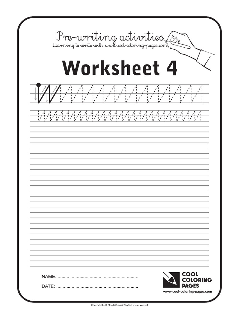 Cool Coloring Pages Pre Writing Activities Worksheet No 4 | PDF