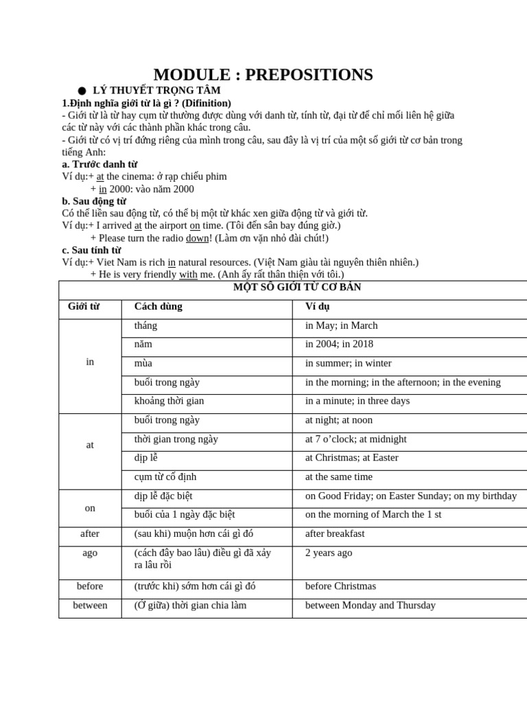 MODULE - Preposition | PDF