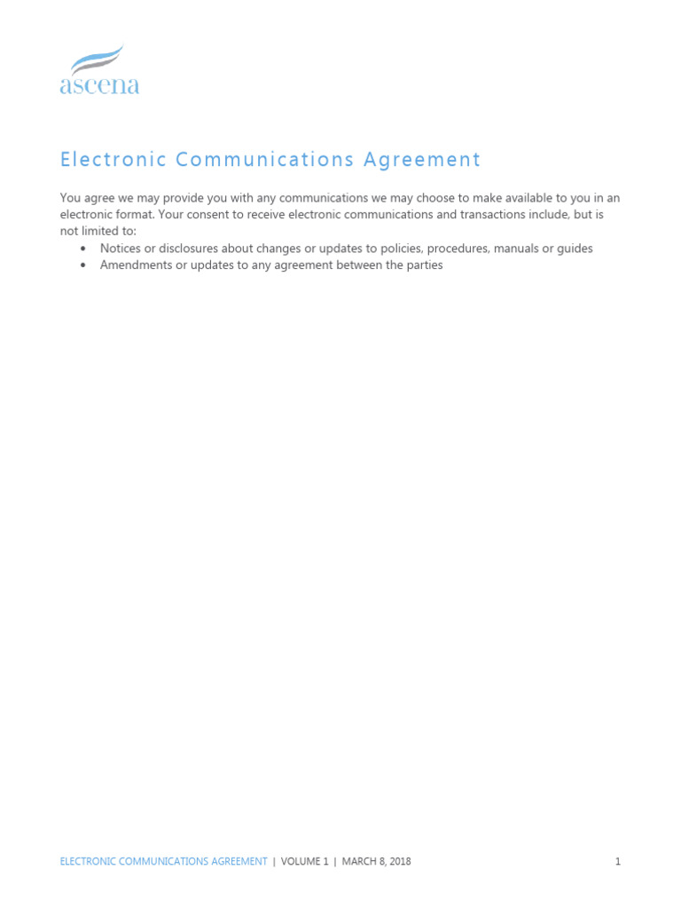 Electronic Communications Agreement | PDF