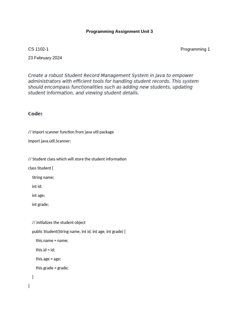 Cs 1102 Programming Assignment Unit 3 - Betinol | PDF | Computer Programming | Software Engineering