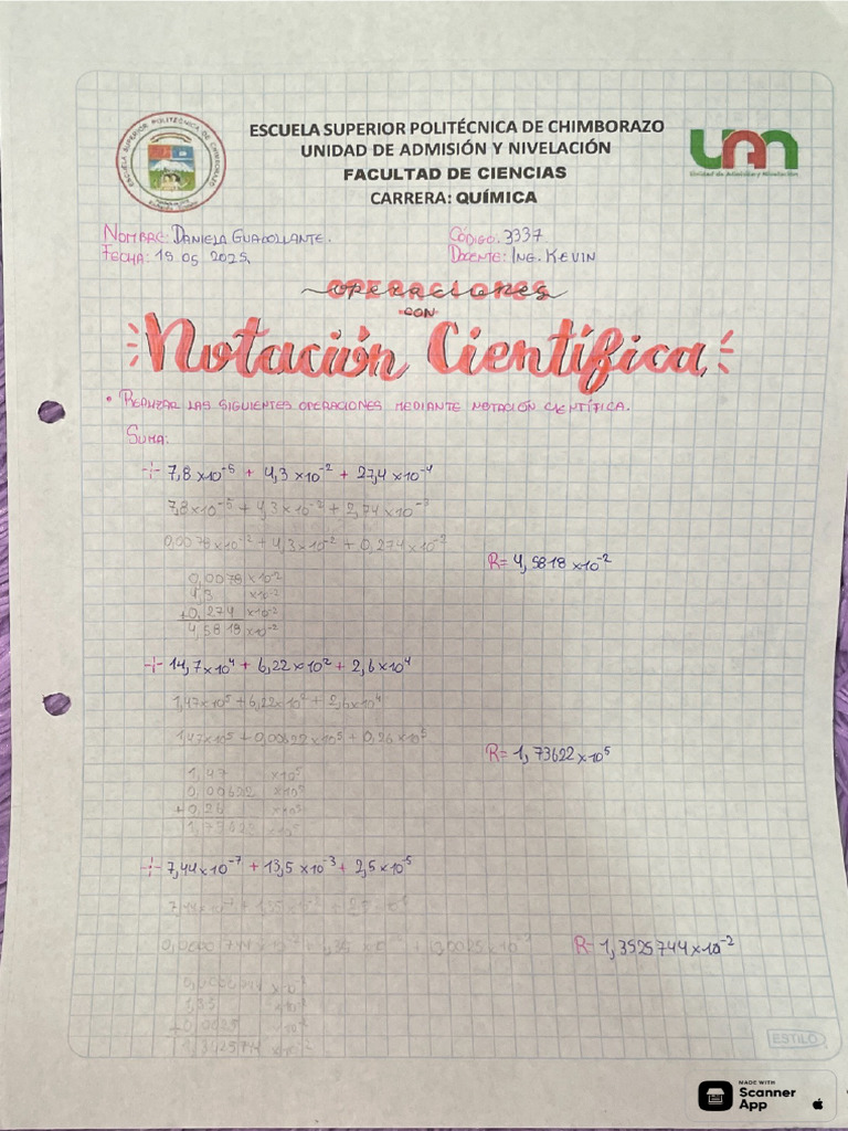 Operaciones Con Notación Científica | PDF