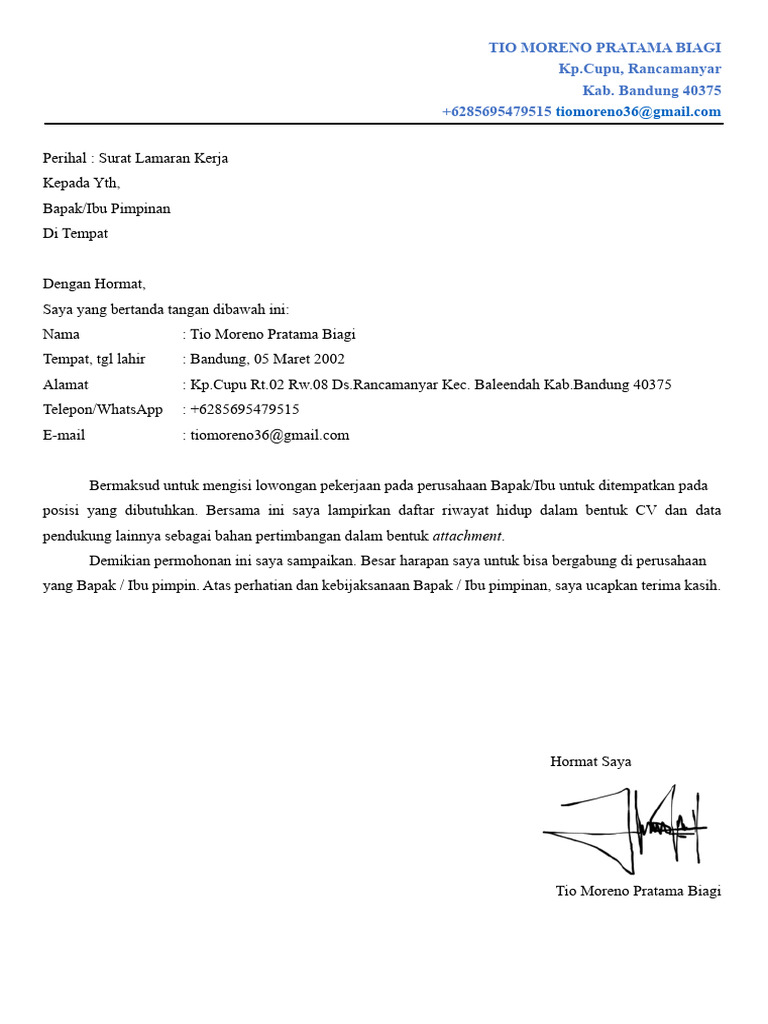 CV - Tio Moreno Pratama Biagi - 40375-1 | PDF