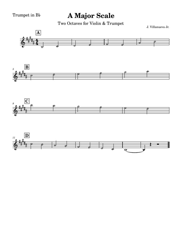 A Major Scale in Two Octaves-Trumpet - in - BB | PDF