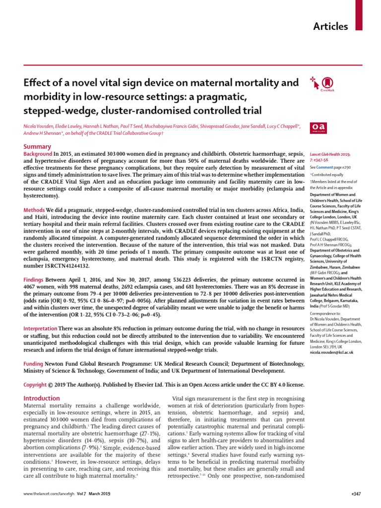 Novel Device - Stepwedge Design | PDF | Maternal Death | Blood Pressure