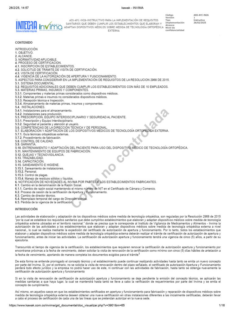 Instructivo Implementacion Requisitos Tecnología Ortopédica Externa, Publicada | PDF ...