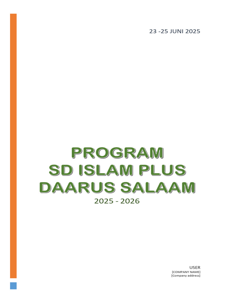 Program Kerja Kepala Sekolah SD 2025 | PDF