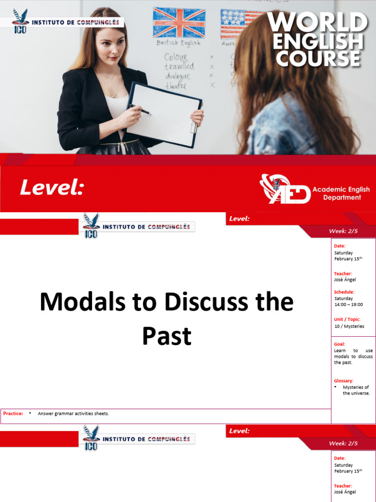 Modals To Discuss The Past | PDF | Modal Logic | Linguistic Morphology
