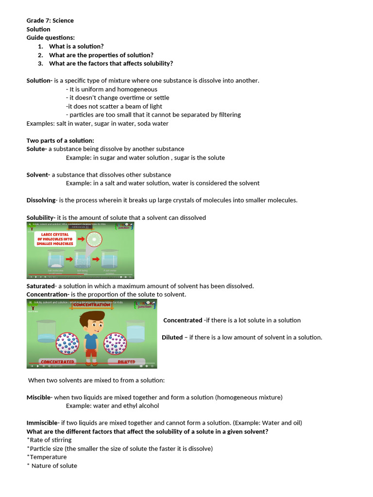 Grade 7 Science - Solution | PDF