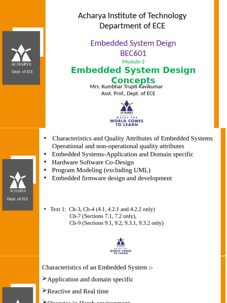 Acharya Institute of Technology Department of ECE: Embedded System ...
