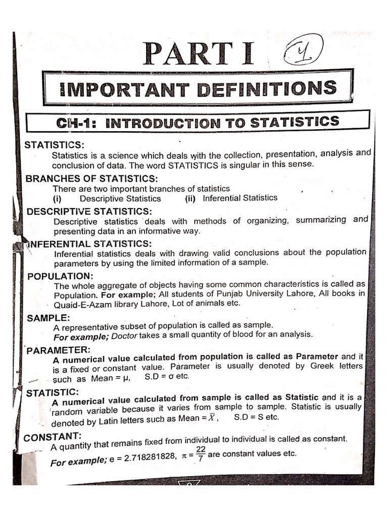 Statistics Definition Part 1 | PDF