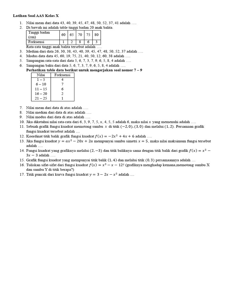 Latihan Soal AAS Kelas X | PDF