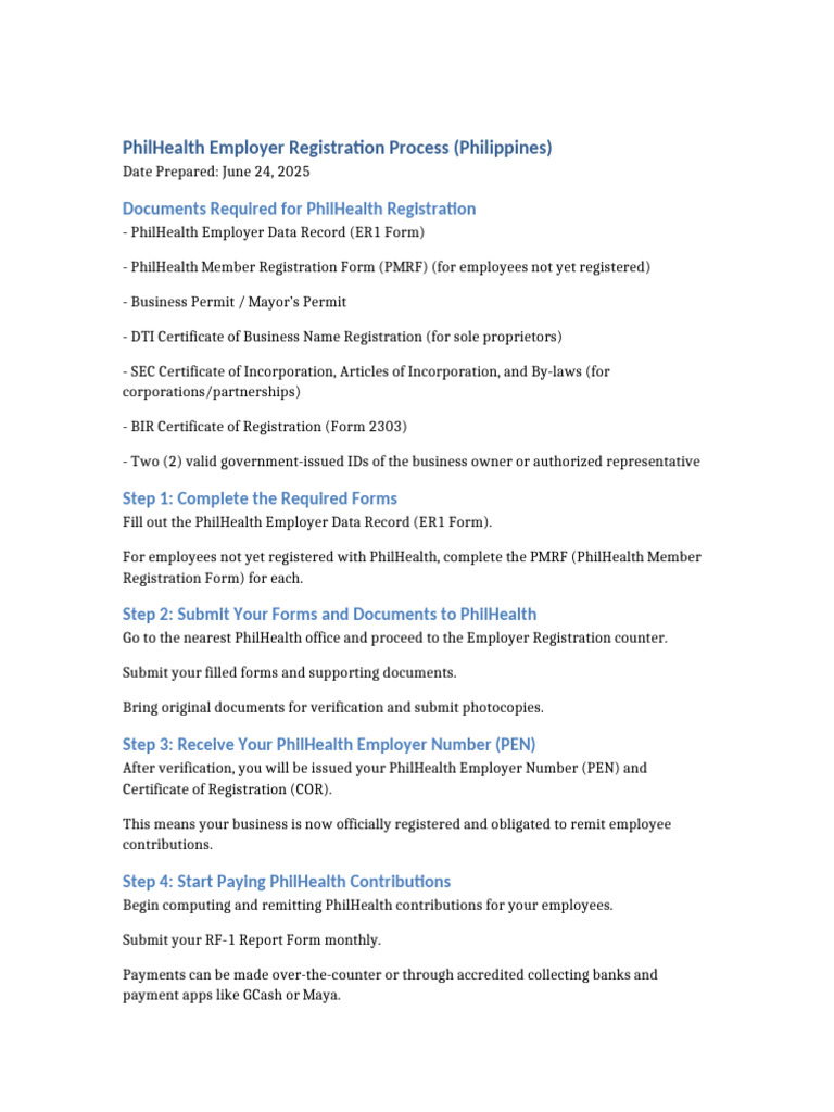 PhilHealth Employer Registration Guide 2025 | PDF