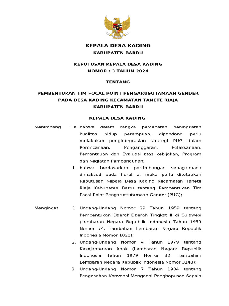 SK Focal Point Pug Desa Kading 2024 | PDF