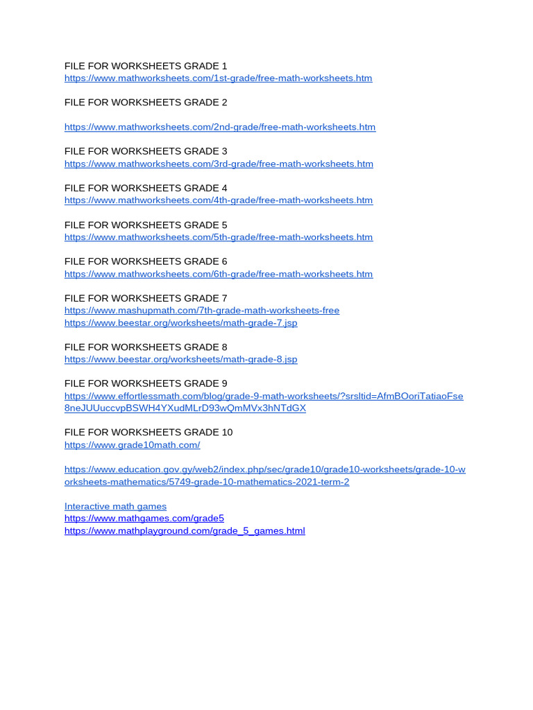 Link-Games and Worksheets | PDF