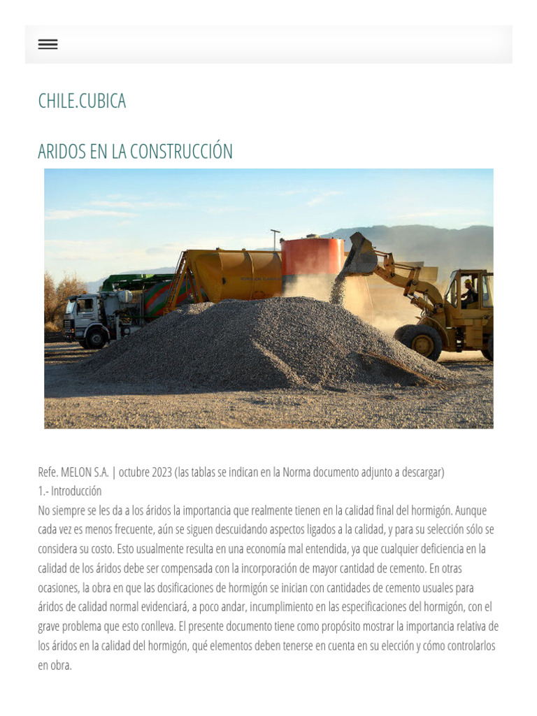 Importancia de los áridos en hormigón | PDF | Hormigón | Grava
